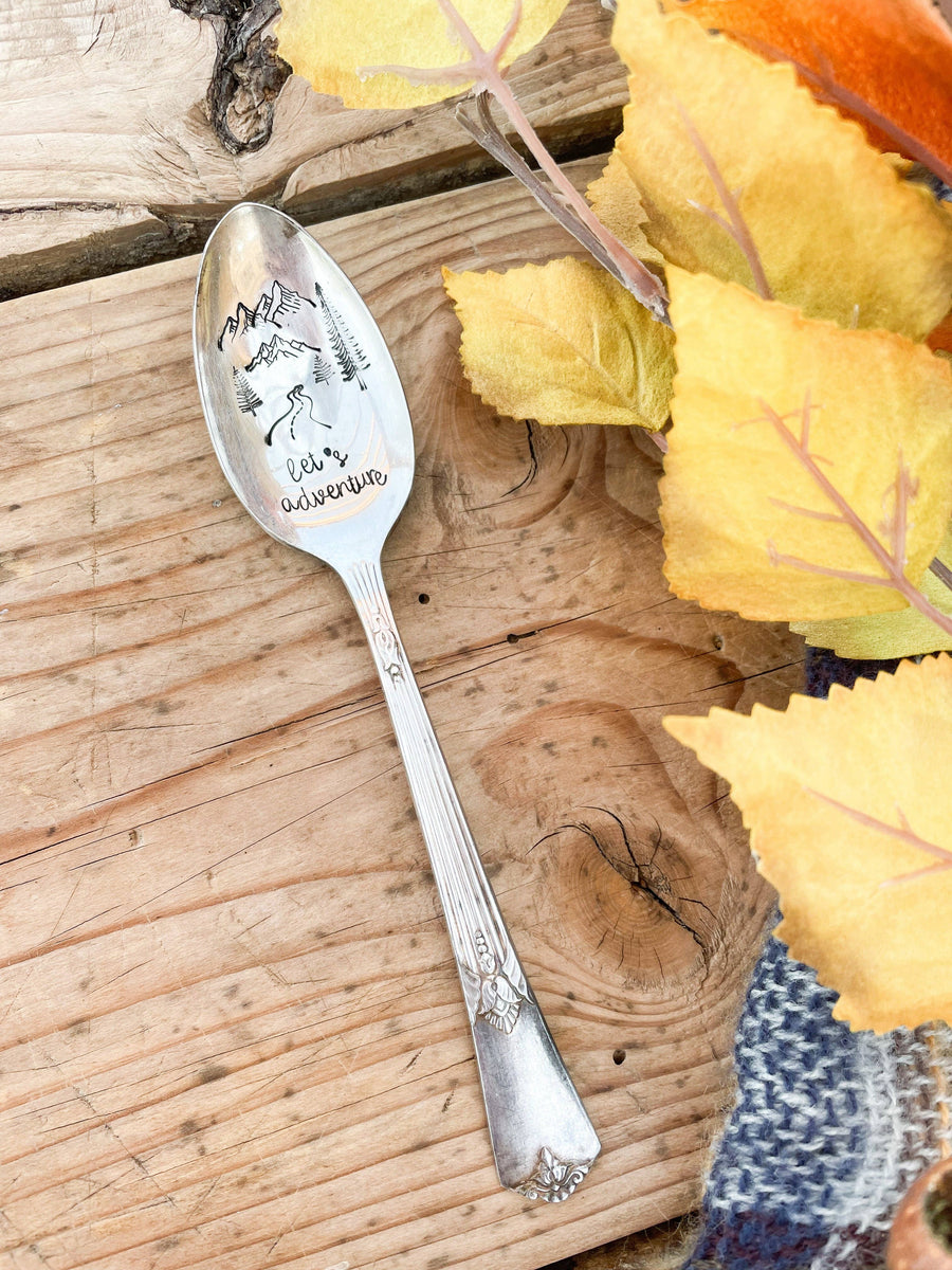 Let’s Adventure Vintage Stamped Spoon (provides 6 meals) – Nourish Designs